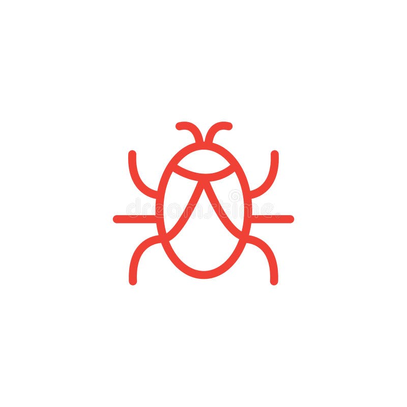 Bug Line Red Icon on White Background. Red Flat Style Vector ...