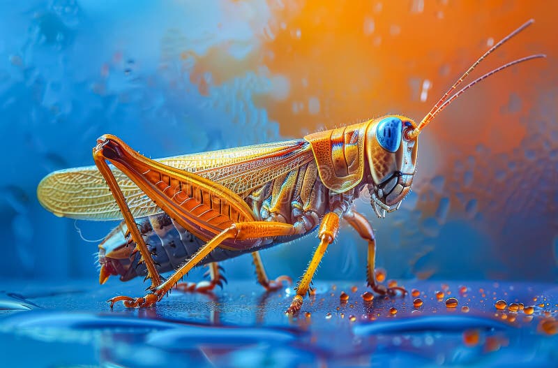 Bug with a Long Antennae is Standing on a Wet Surface Stock Image ...