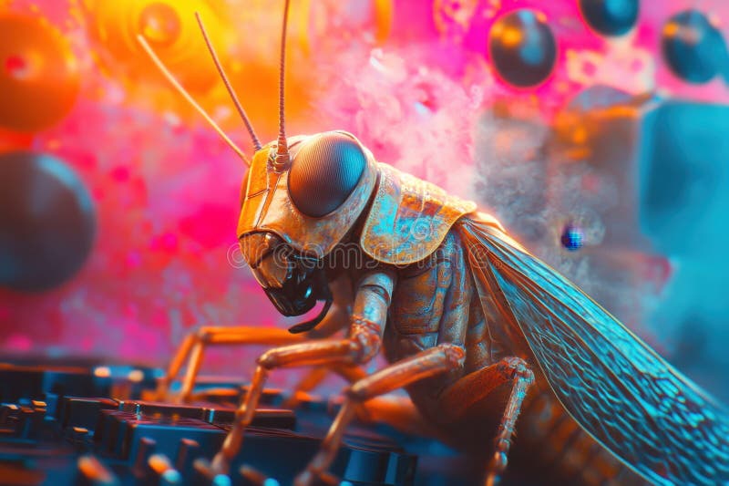 A Bug with a Microphone on Its Head is on a Table Stock Illustration ...