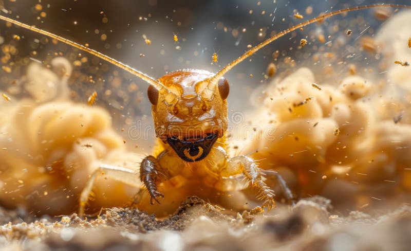 A Bug is in the Middle of a Cloud of Dust. the Bug is Brown and Has a ...
