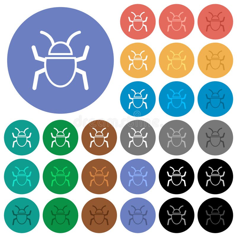 Bug Outline Round Flat Multi Colored Icons Stock Vector - Illustration ...