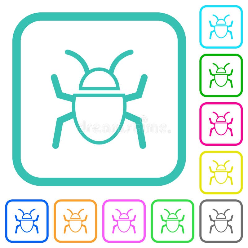 Bug Outline Vivid Colored Flat Icons Stock Vector - Illustration of ...