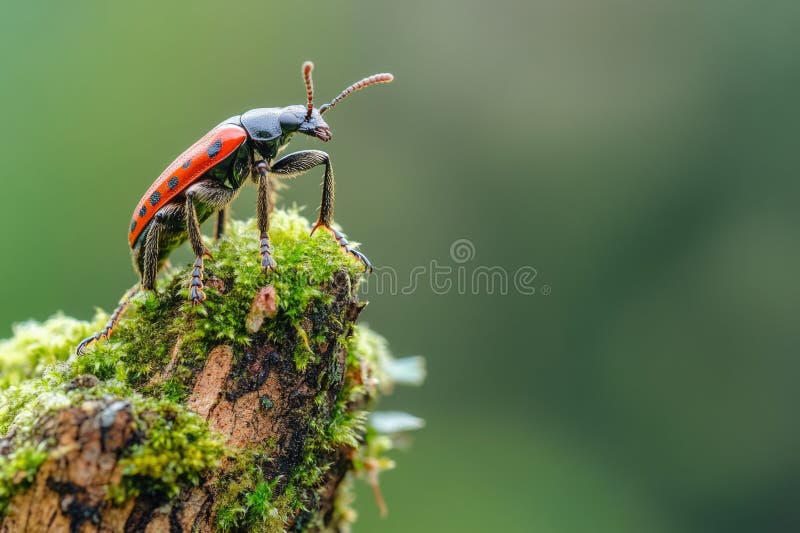 Moss-covered Tree Stump with Bug Stock Photo - Image of green, flora ...