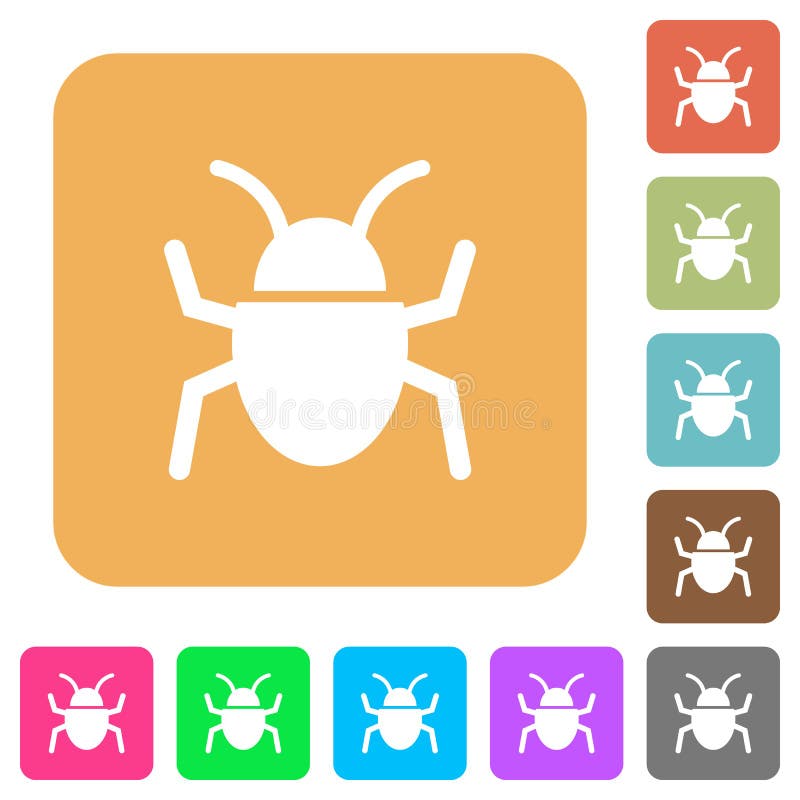Bug Rounded Square Flat Icons Stock Vector - Illustration of colors ...
