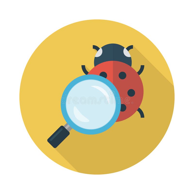 Bug Search Vector Flat Color Icon Stock Illustration - Illustration of ...
