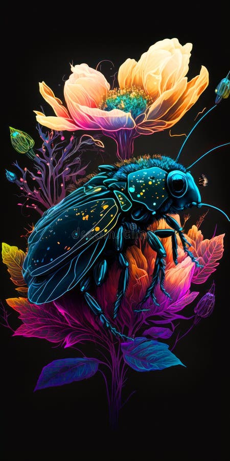 Bug is Sitting on Top of Bunch of Flowers. Generative AI Stock ...