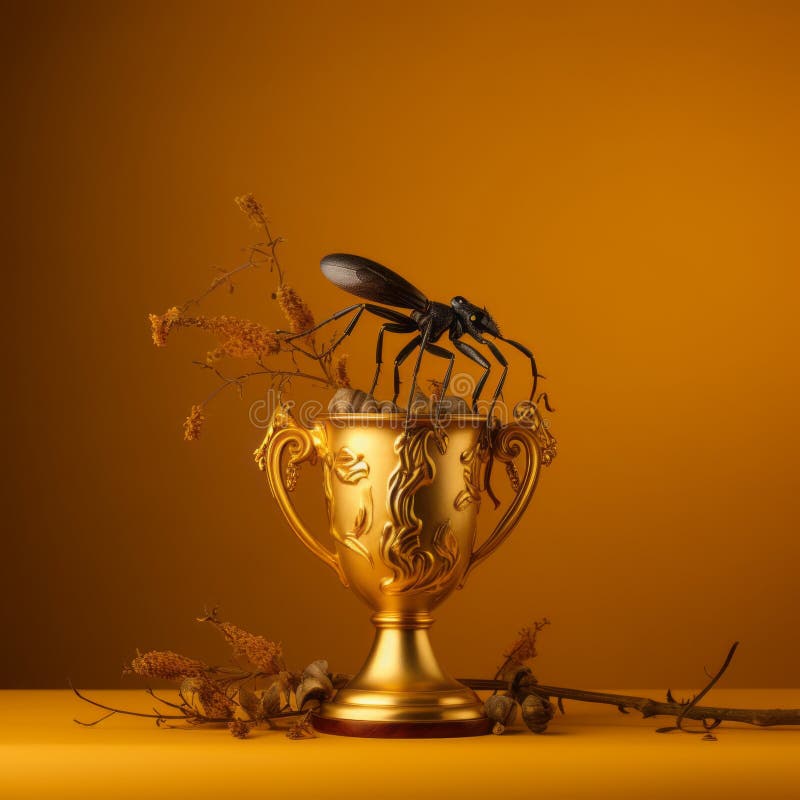 A Bug is Sitting on Top of a Golden Trophy Stock Illustration ...