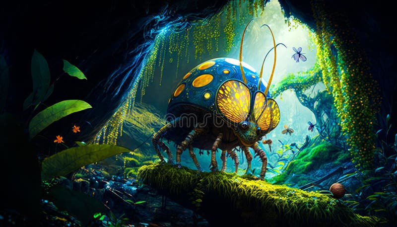 Bug that is Standing in the Middle of Forest. Fantasy. Generative AI ...