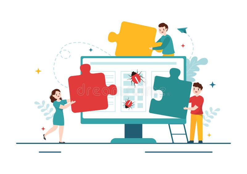 Bug Tracking Vector Illustration with Mobile Phone Protection from ...