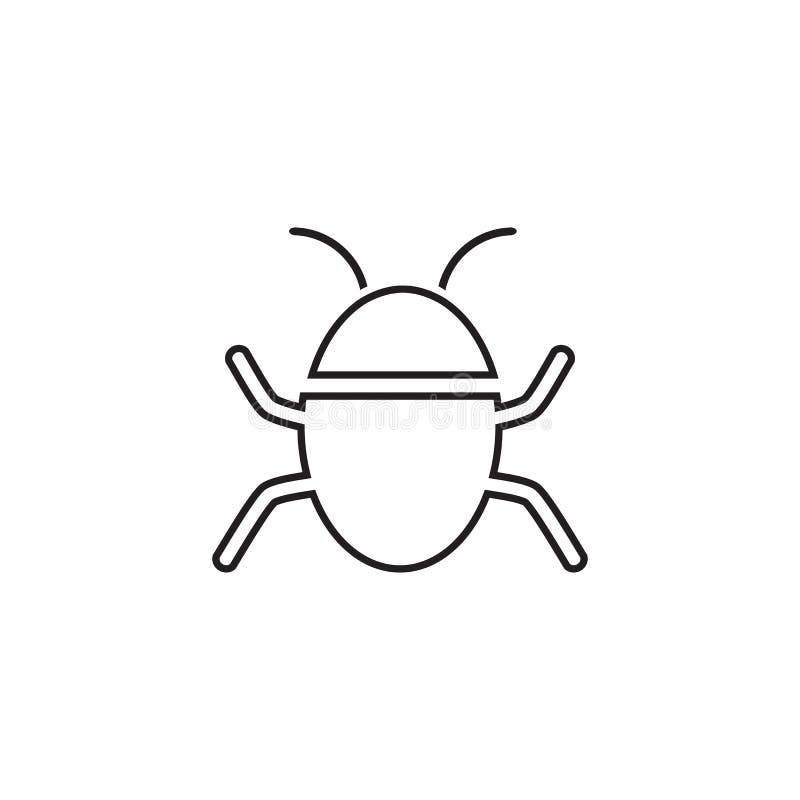 Bug Vector Line Icon on White. Vector Stock Vector - Illustration of ...