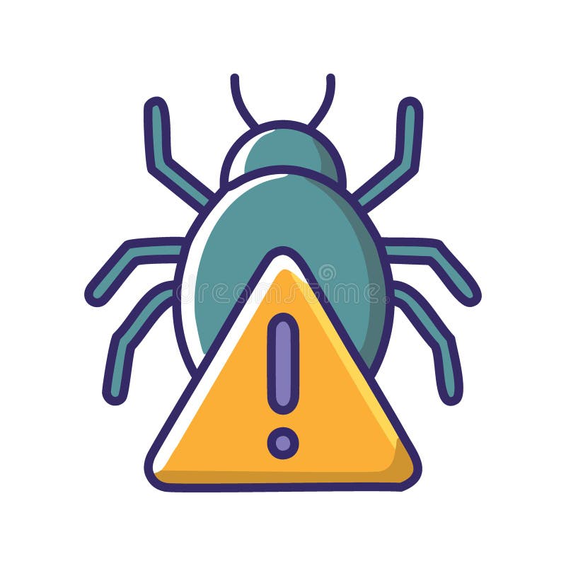 Bug Warning Icon. Bug Icon with Warning Sign, Symbolizing Cyber ...