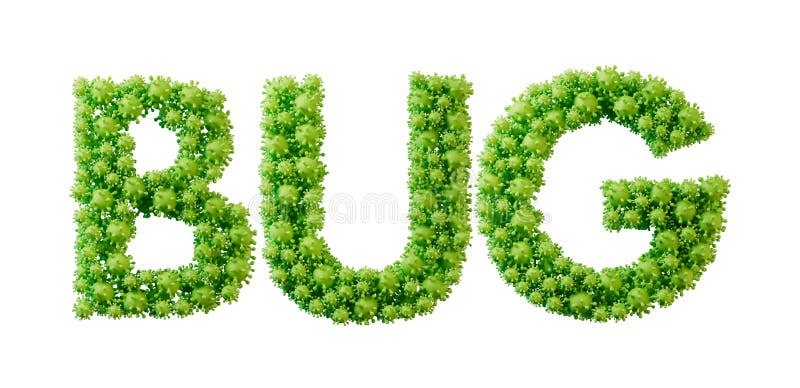 Bug Word Made from Green Bacteria Cell Molecule Font. Health and ...