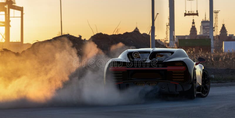 Bugatti Chiron Drifting in Industrial Areas Stock Photo - Image of ...