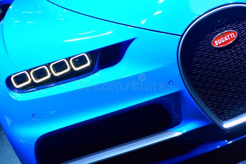 Bugatti Chiron headlight editorial photography. Image of blue - 107701317
