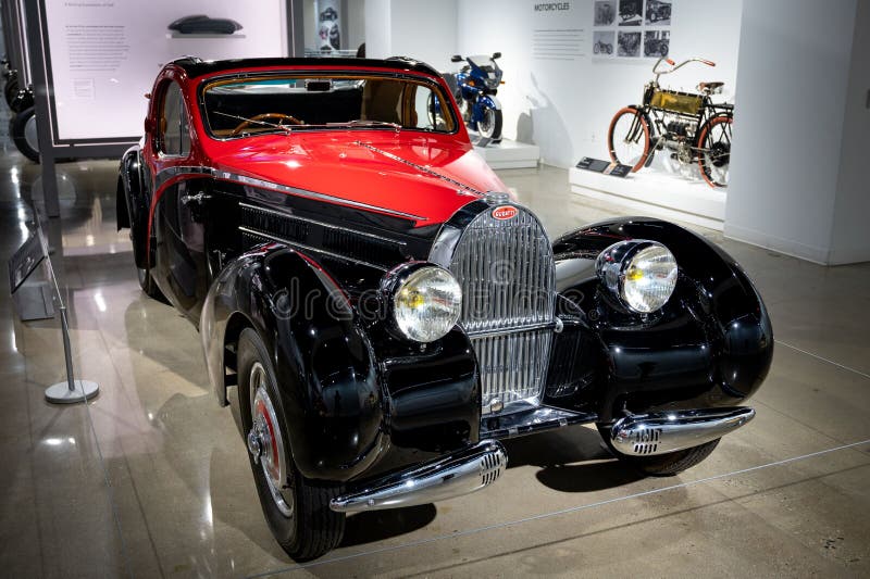 Detail of the Bugatti Type 57C Atalante Car from 1939 in Red and Black ...