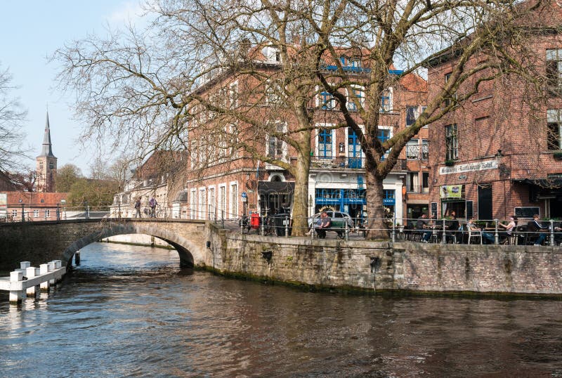 Bruges Architecture - Old Canals with Bridge Editorial Stock Image ...