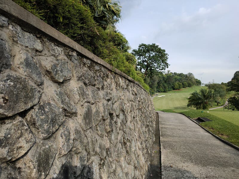 Buggy Track with Stone Pattern Wall. Stock Photo - Image of wall ...