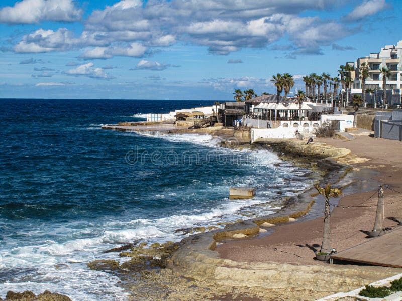 Bugibba Beach during the Pandemic Stock Image - Image of island ...