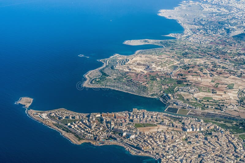 Bugibba in Malta As Seen from the Air Stock Photo - Image of european ...