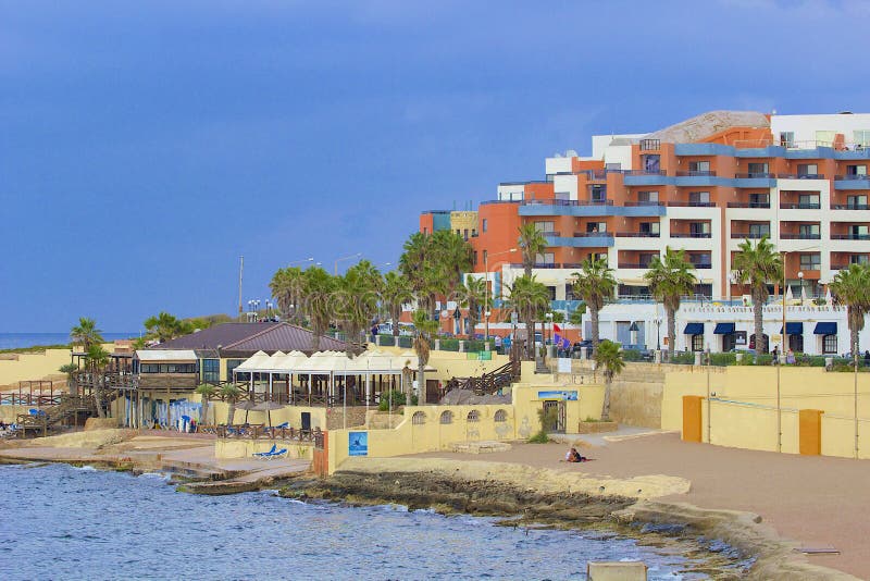 Bugibba and Qawra Promenade, Malta Editorial Image - Image of resort ...