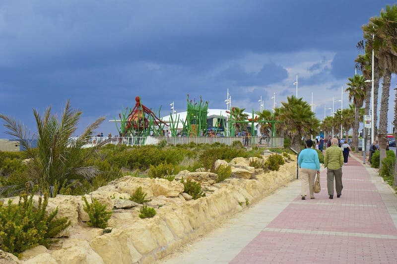 Bugibba and Qawra Promenade, Malta Editorial Photo - Image of promenade ...