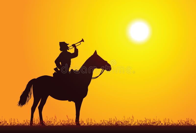 Sunset Horse Ride 1 stock illustration. Illustration of ranger - 5269522