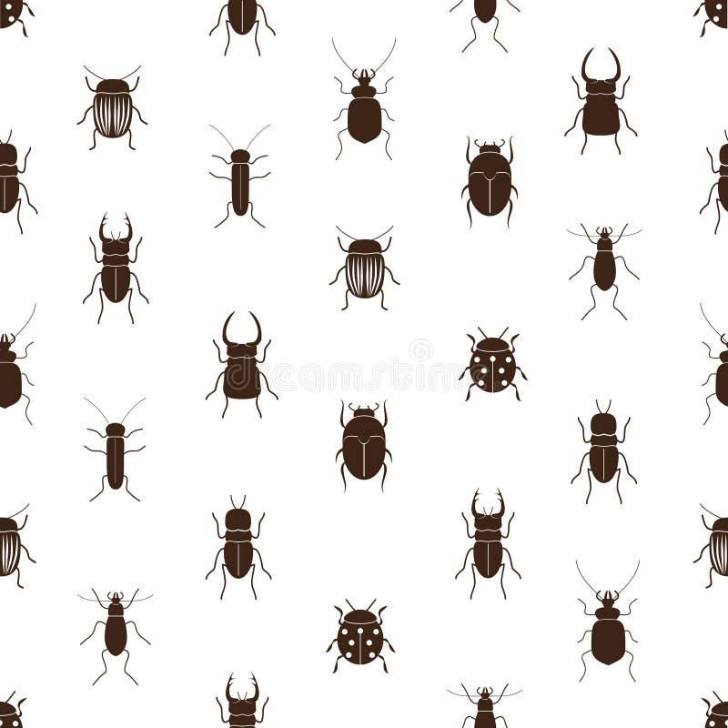 Bugs and Beetles Simple Seamless Pattern Stock Vector - Illustration of ...