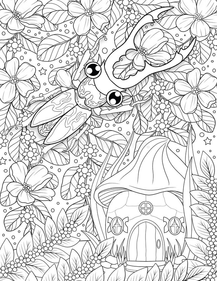 Bugs Coloring Page for Adult Stock Illustration - Illustration of ...