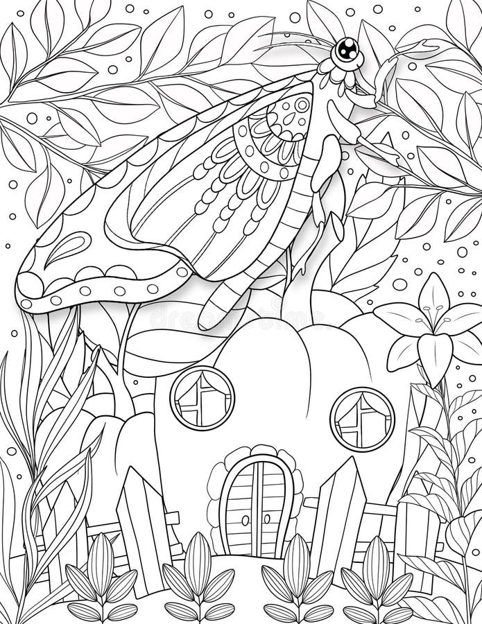 Bugs Coloring Page for Adult Stock Illustration - Illustration of ...