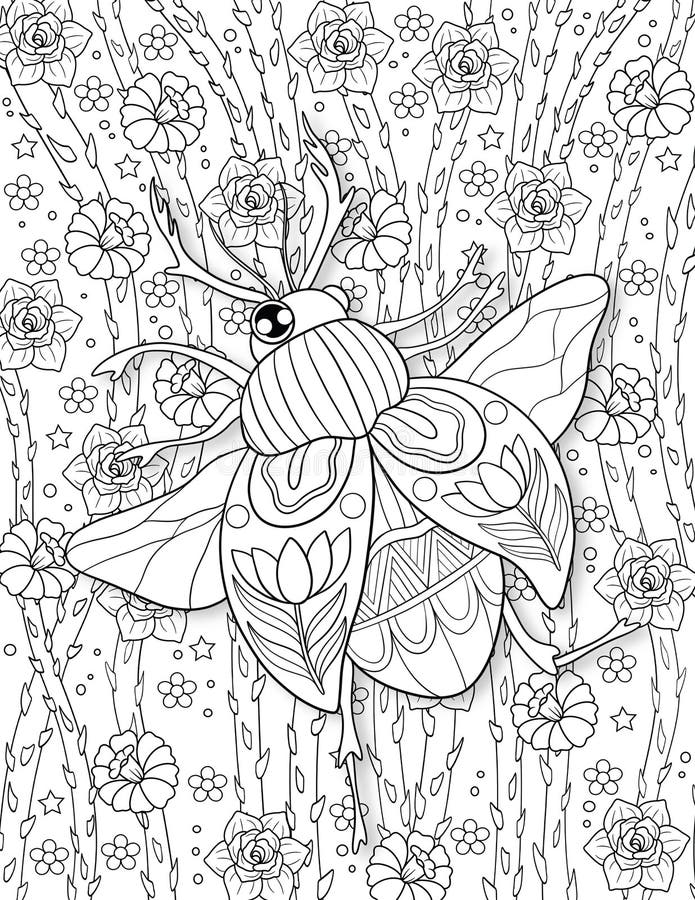 Adult Coloring Book Bugs Stock Illustrations – 85 Adult Coloring Book ...