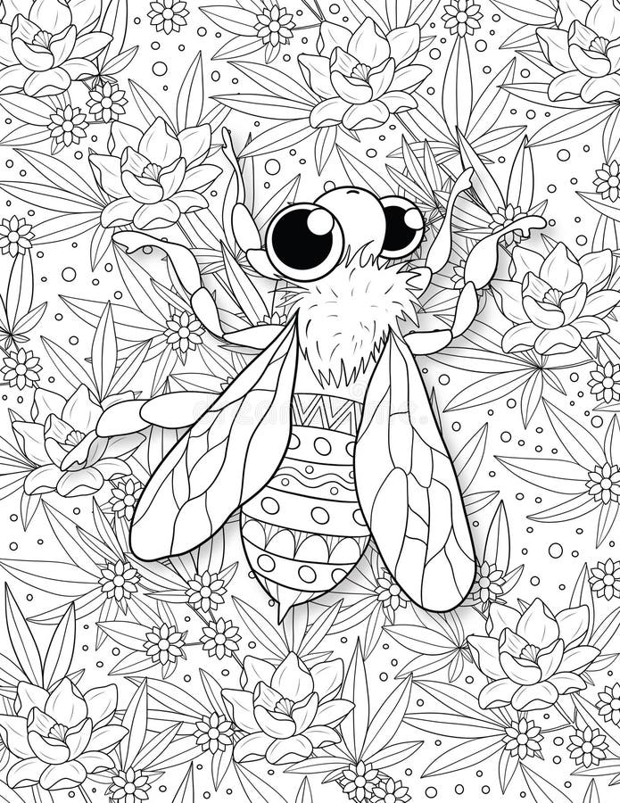 Bugs Coloring Page for Adult Stock Illustration - Illustration of bugs ...