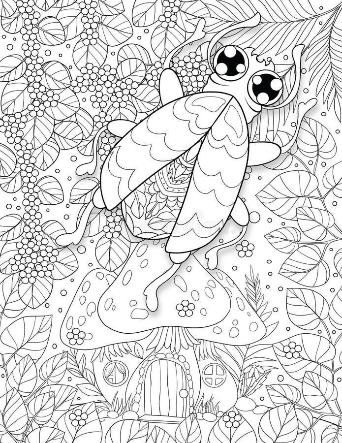 Bugs Coloring Page for Adult Stock Illustration - Illustration of ...