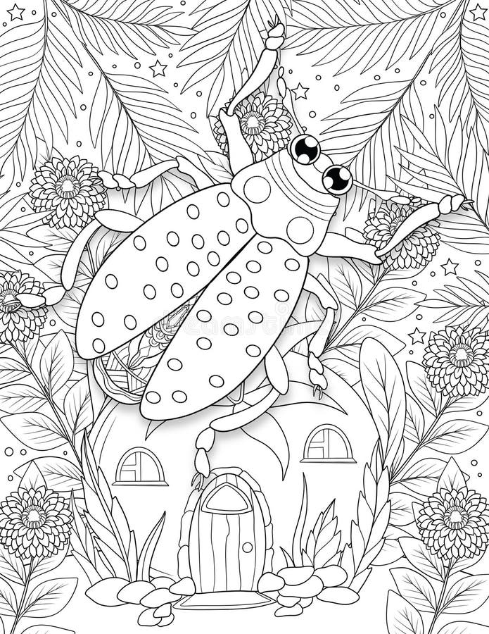 Bugs Coloring Page for Adult Stock Illustration - Illustration of ...