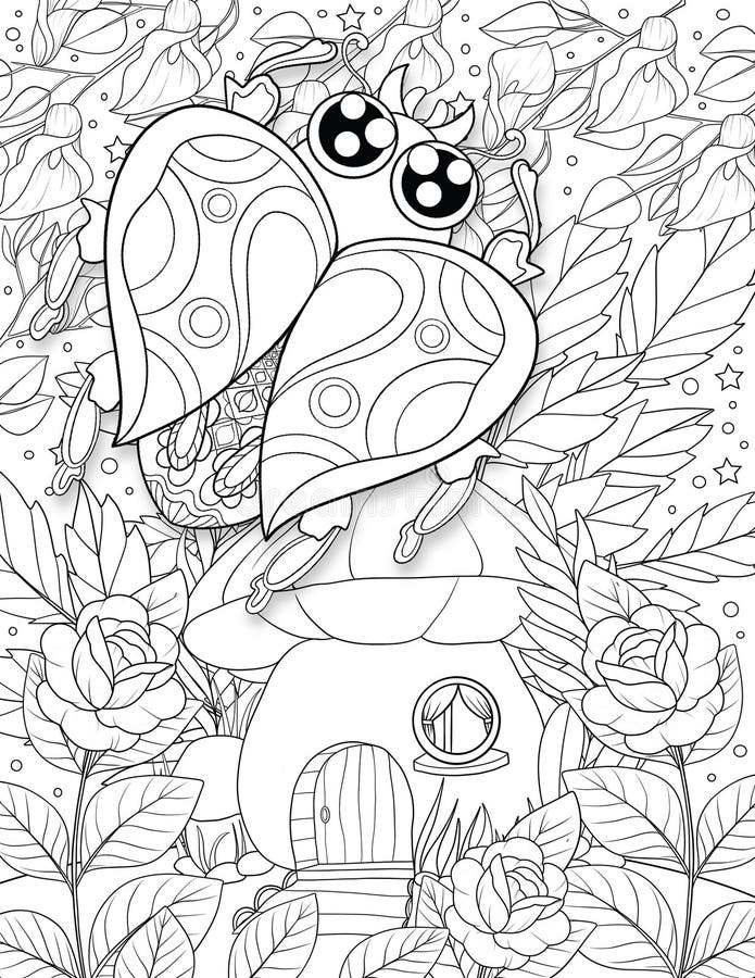 Bugs Coloring Page for Adult Stock Illustration - Illustration of ...
