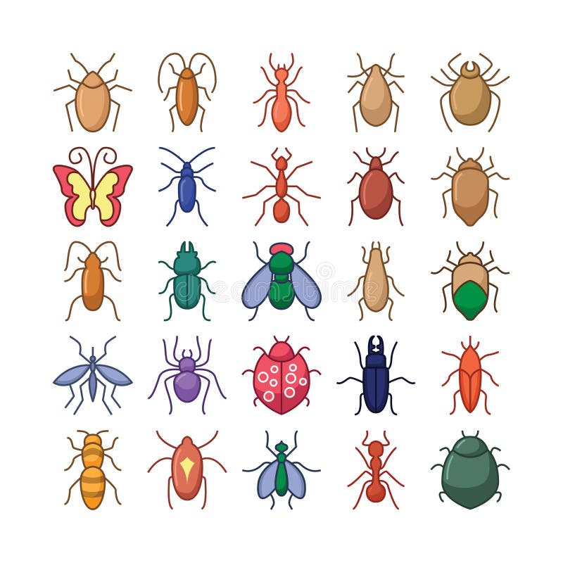 Bugs Icon Set, Cartoon Style Stock Vector - Illustration of glowworm ...