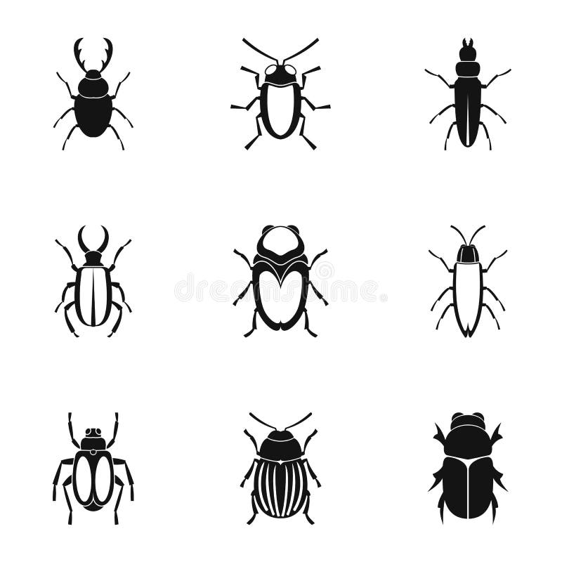 Bugs Icons Set, Simple Style Stock Vector - Illustration of bugs ...