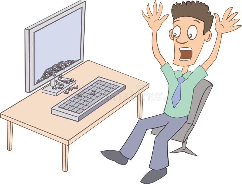 Sick or Broken Down Computer Cartoon Stock Vector - Illustration of ...