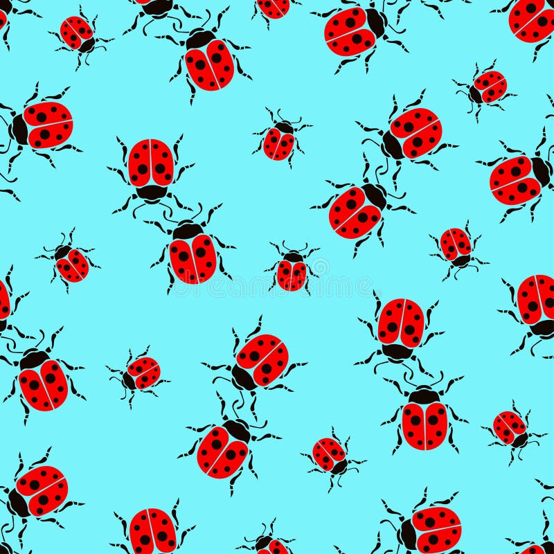 Bugs Ladybug Seamless Pattern, Insects Vector Background. for Fabric ...