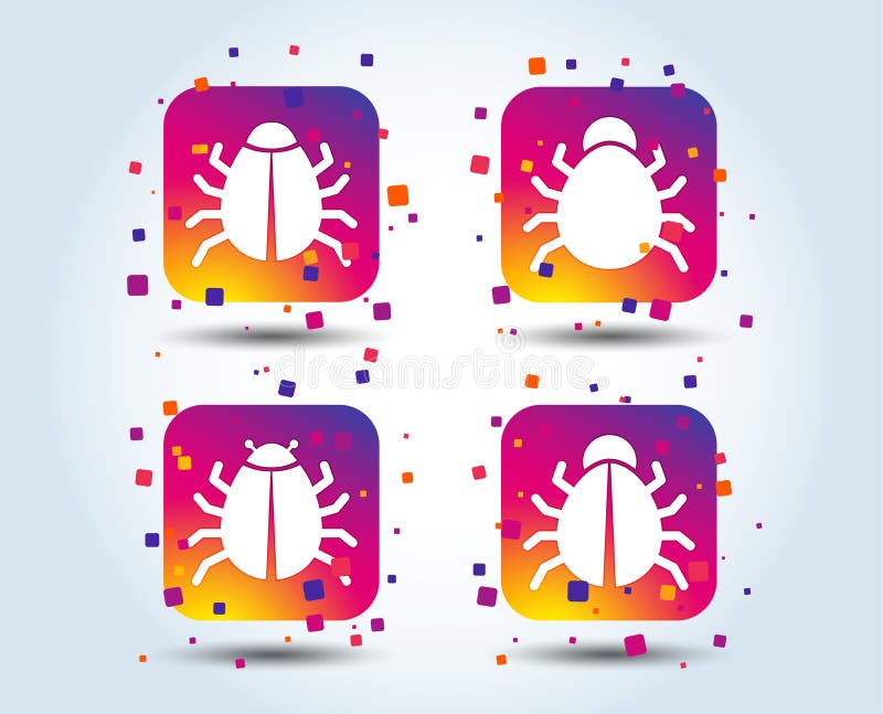 Bugs Signs. Virus Software Error Icons. Stock Vector - Illustration of ...