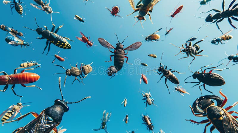 Bugs the Sky Dot the Blue Sky As they Soar Overhead. Beyond Belief ...