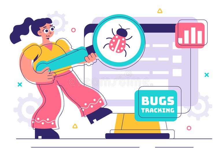 Bugs Tracking Tool Vector Illustration Featuring Mobile Phone ...