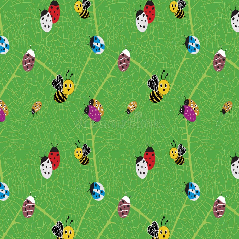 Seamless Bugs Vector Repeat Pattern Stock Vector - Illustration of ...