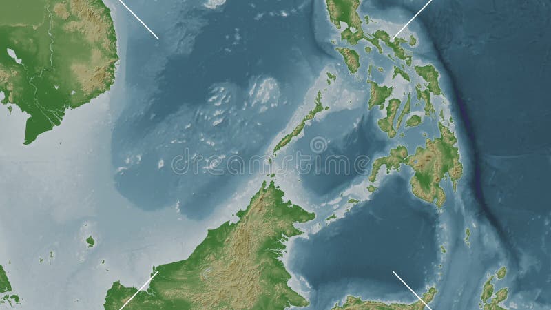 Bugsuk Island in the Sulu Sea. Physical Map. Slide Stock Video - Video ...