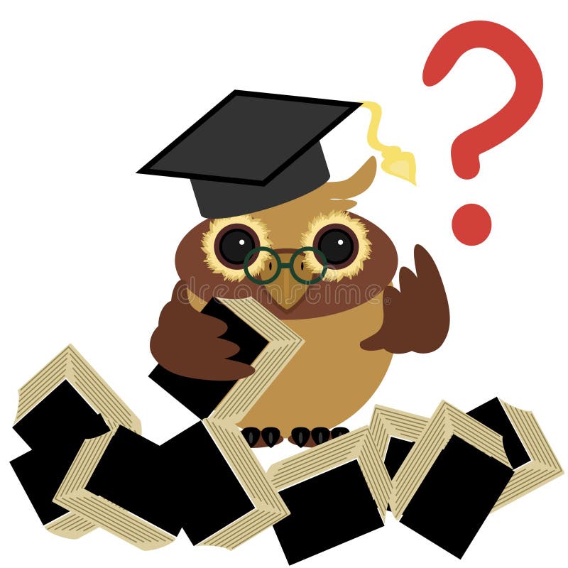 Buho listo con los libros ilustración del vector. Ilustración de papel ...