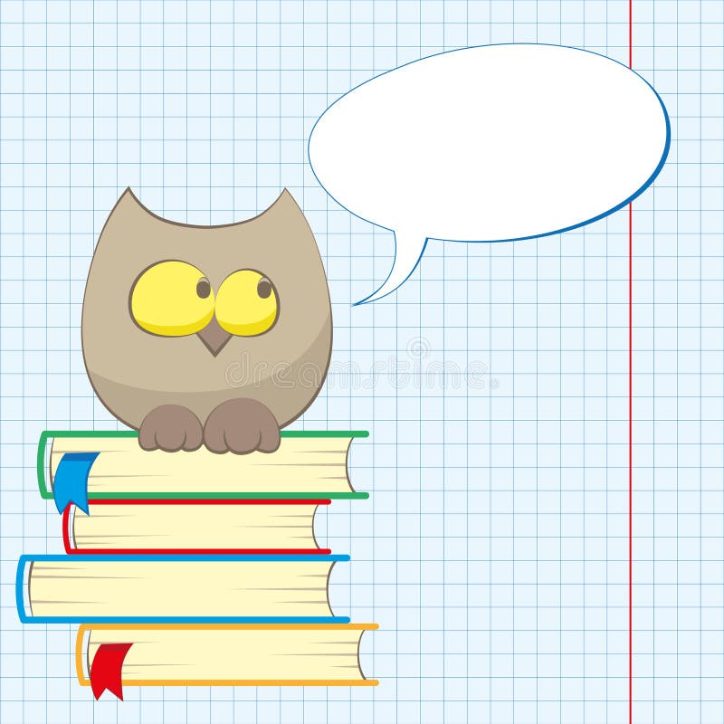 Buho Sabio Que Se Sienta En El Libro De La Pila Ilustración del Vector ...