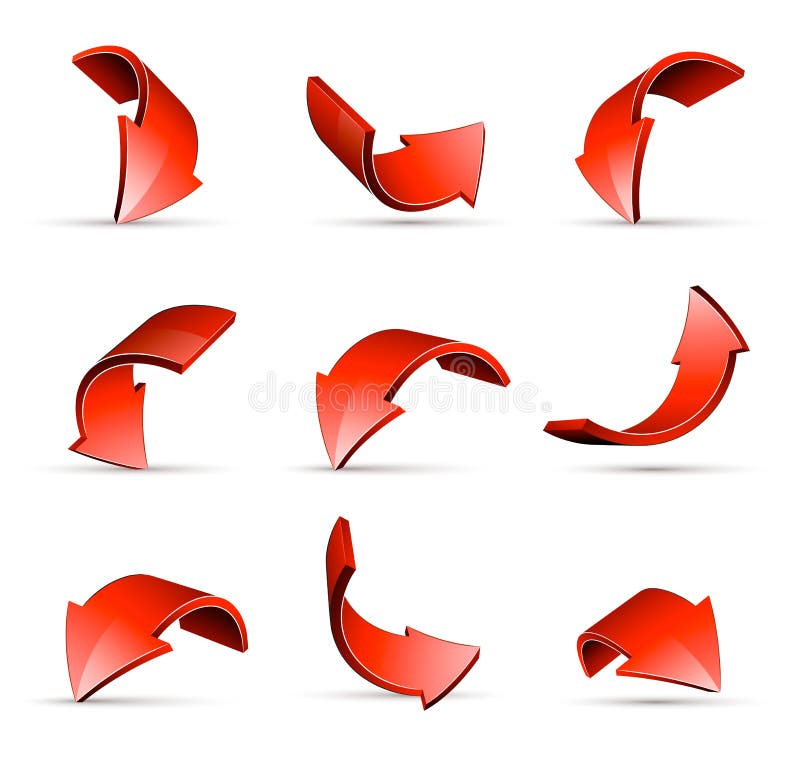 Gebogen Pijlen Met Richtingaanduiding Vector Illustratie - Illustration ...