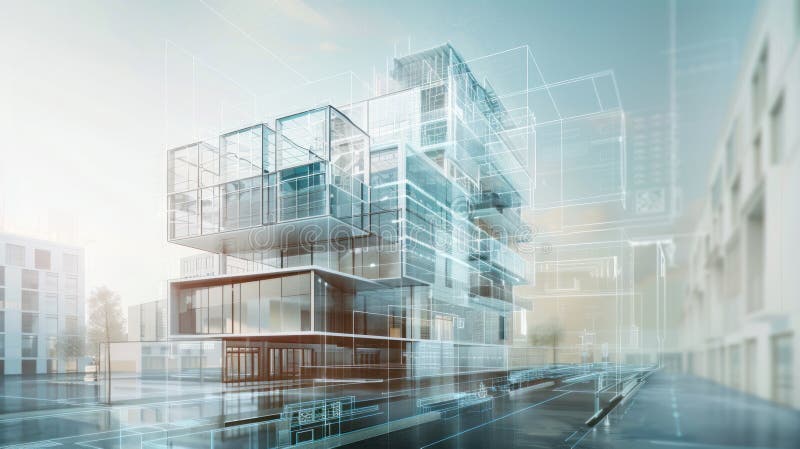 A Build Background with a Digital Rendering of a Building Project ...