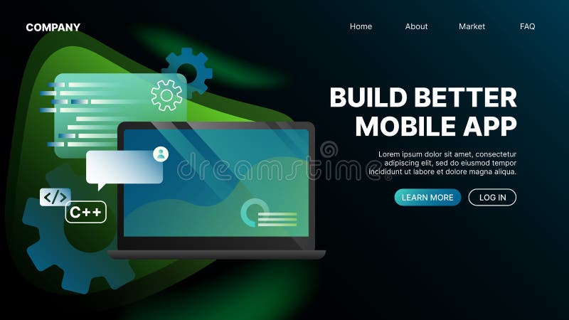 Build Better Mobile App. Landing Page for Website Stock Vector ... Build Better Mobile App. Landing Page for Website Stock Vector ...