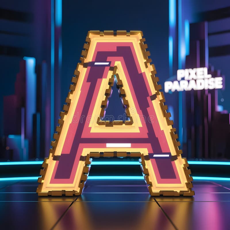 3D Render Letter a with a Pixelated Design Ai Generated Image Stock ...