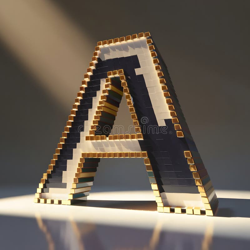 3D Render Letter a with a Pixelated Design Ai Generated Image Stock ...